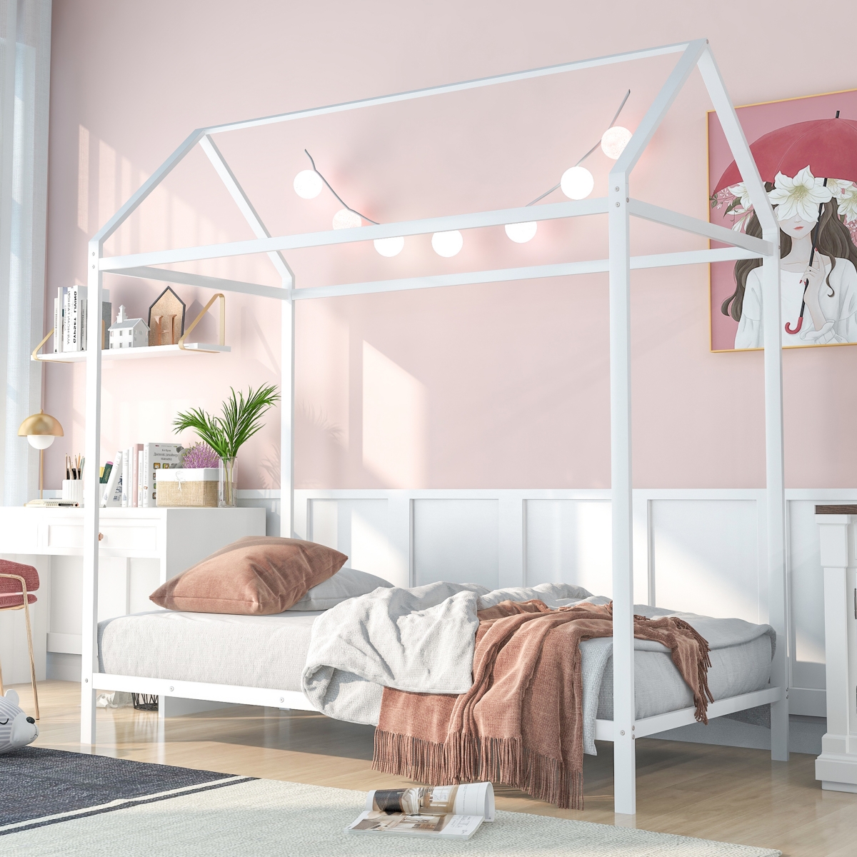 Click here for Streamdale Twin Metal Floor Bed Frame for Kids - W... prices