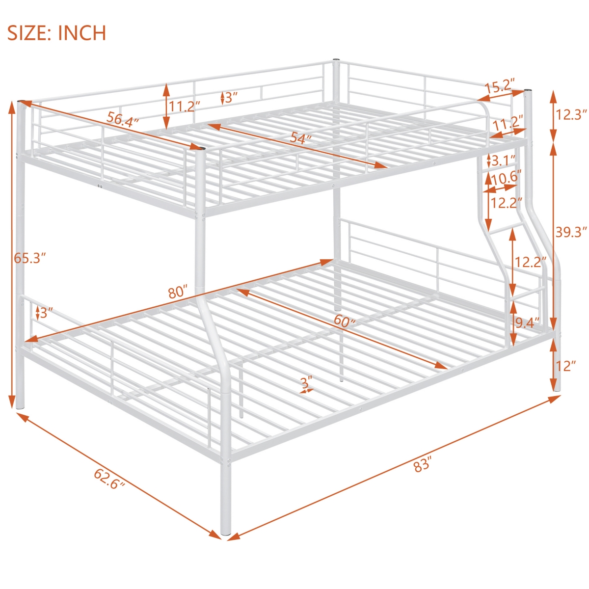 Click here for Simplie Fun Full Xl Over Queen Metal Bunk Bed  Whi... prices