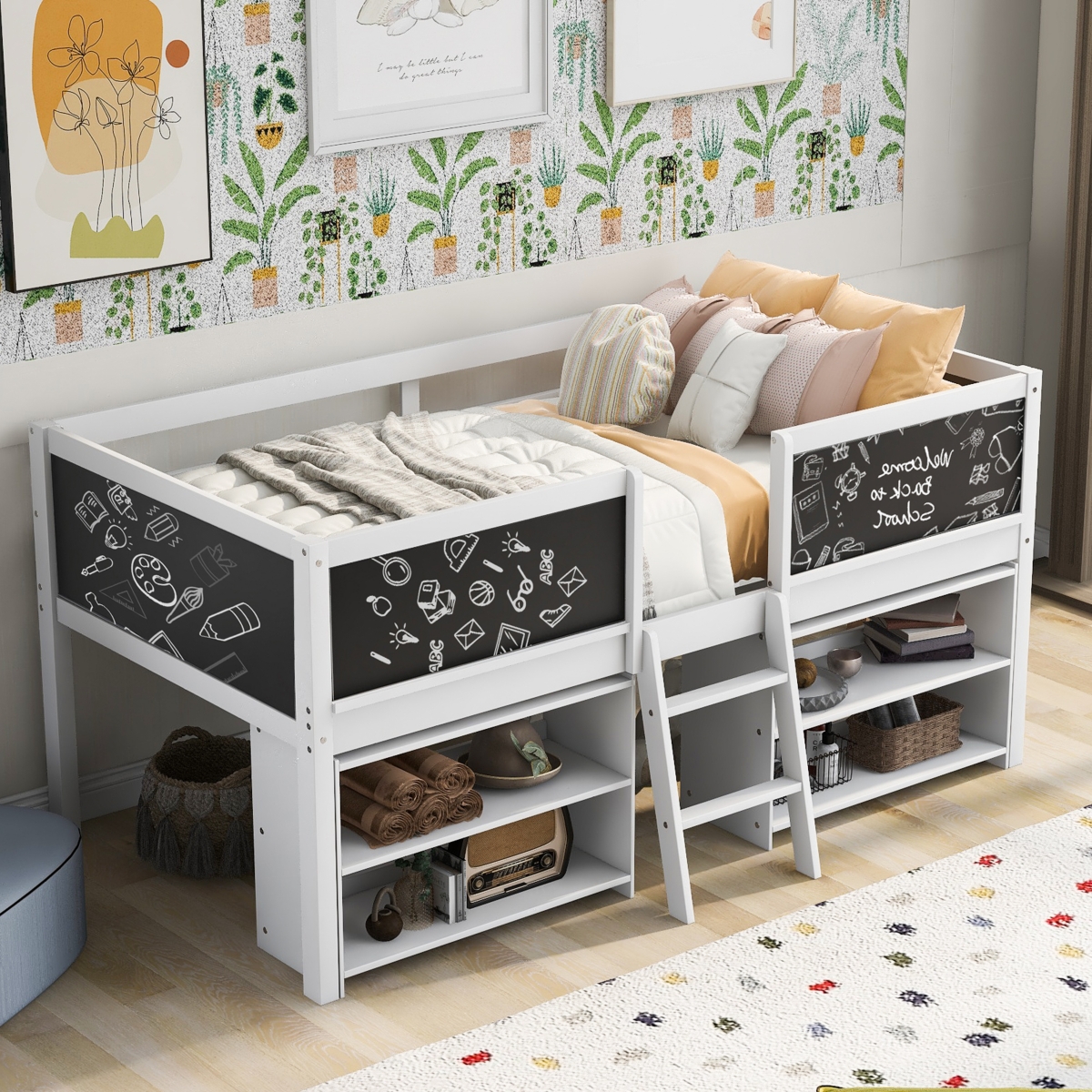 Click here for Streamdale Loft bed with shelves  ladder  guardrai... prices