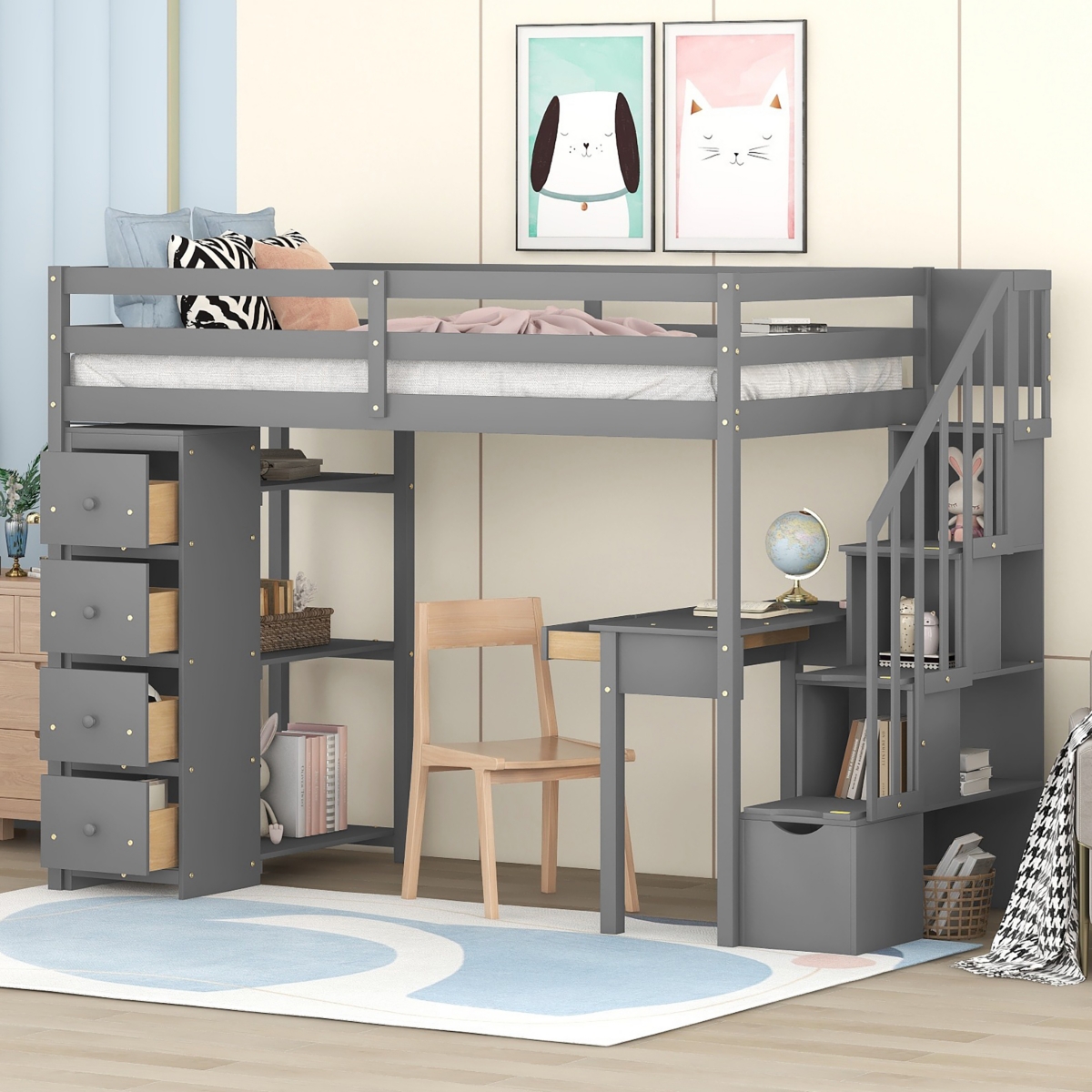 Click here for Streamdale Twin Loft Bed with Storage  Desk  and S... prices