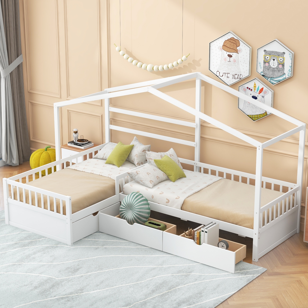 Click here for Streamdale Twin Size House Platform Bed With Three... prices