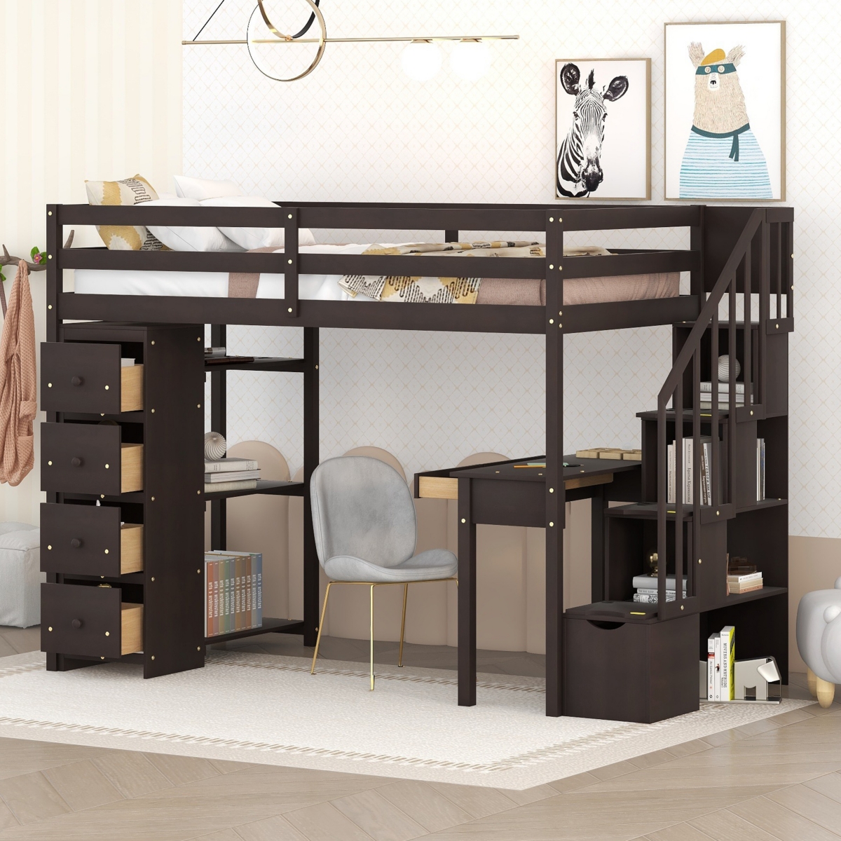 Click here for Streamdale Twin Loft Bed with Storage  Desk  and S... prices