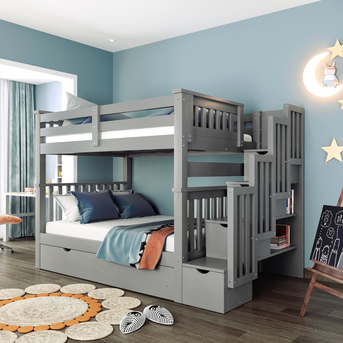 Click here for Streamdale Full Over Full Bunk Bed With Shelves An... prices