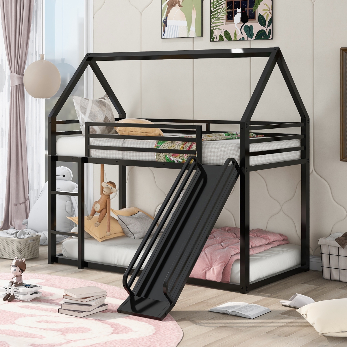 Click here for Streamdale Twin Over Twin House Bunk Bed With Ladd... prices
