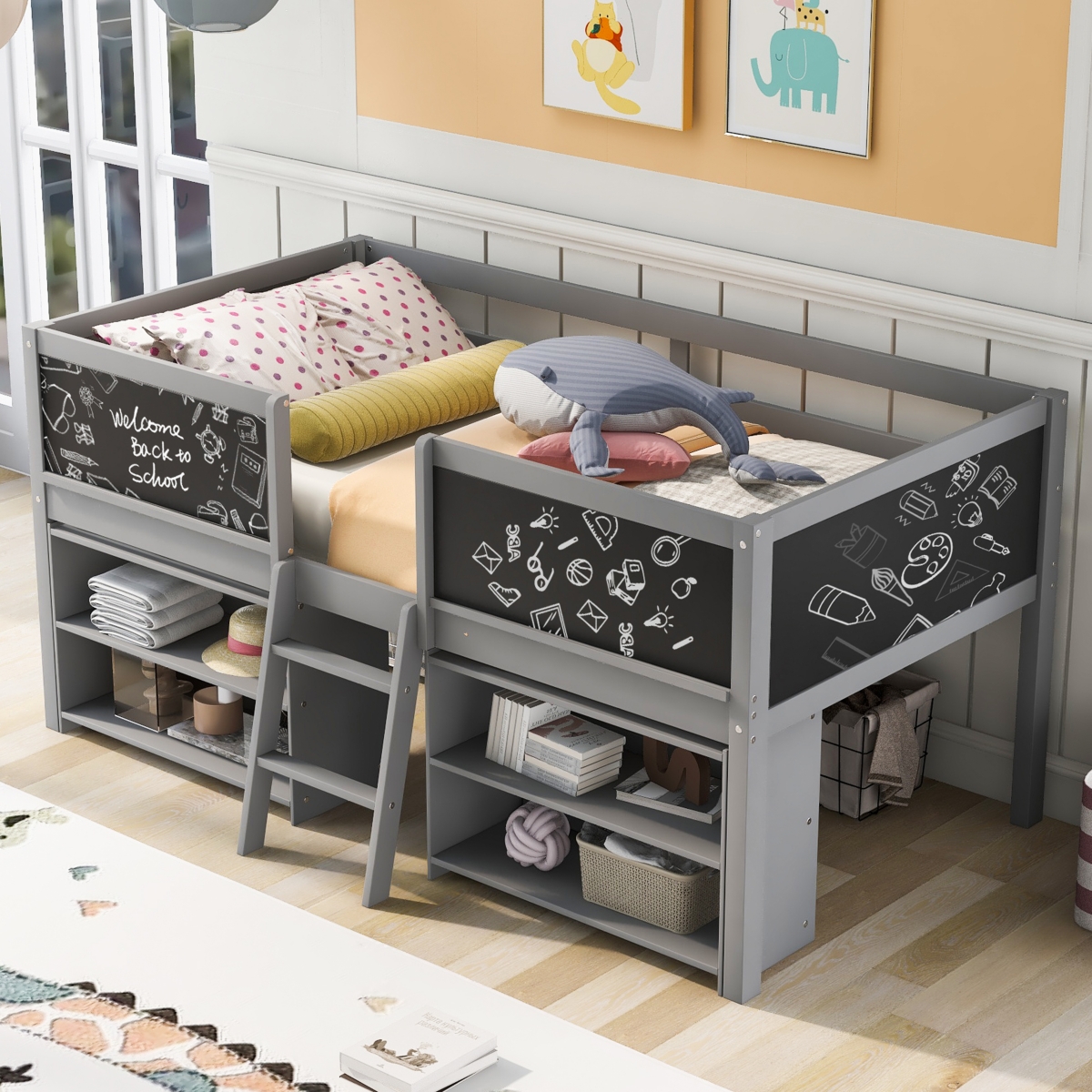 Click here for Streamdale Loft bed with shelves  ladder  guardrai... prices
