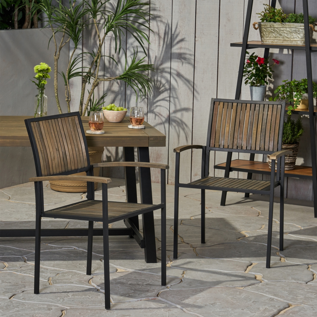 Click here for Streamdale Modern Industrial Acacia Wood Dining Ch... prices