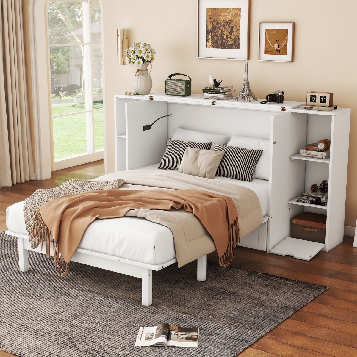 Click here for Streamdale Full Size Murphy Bed with Shelves  Draw... prices