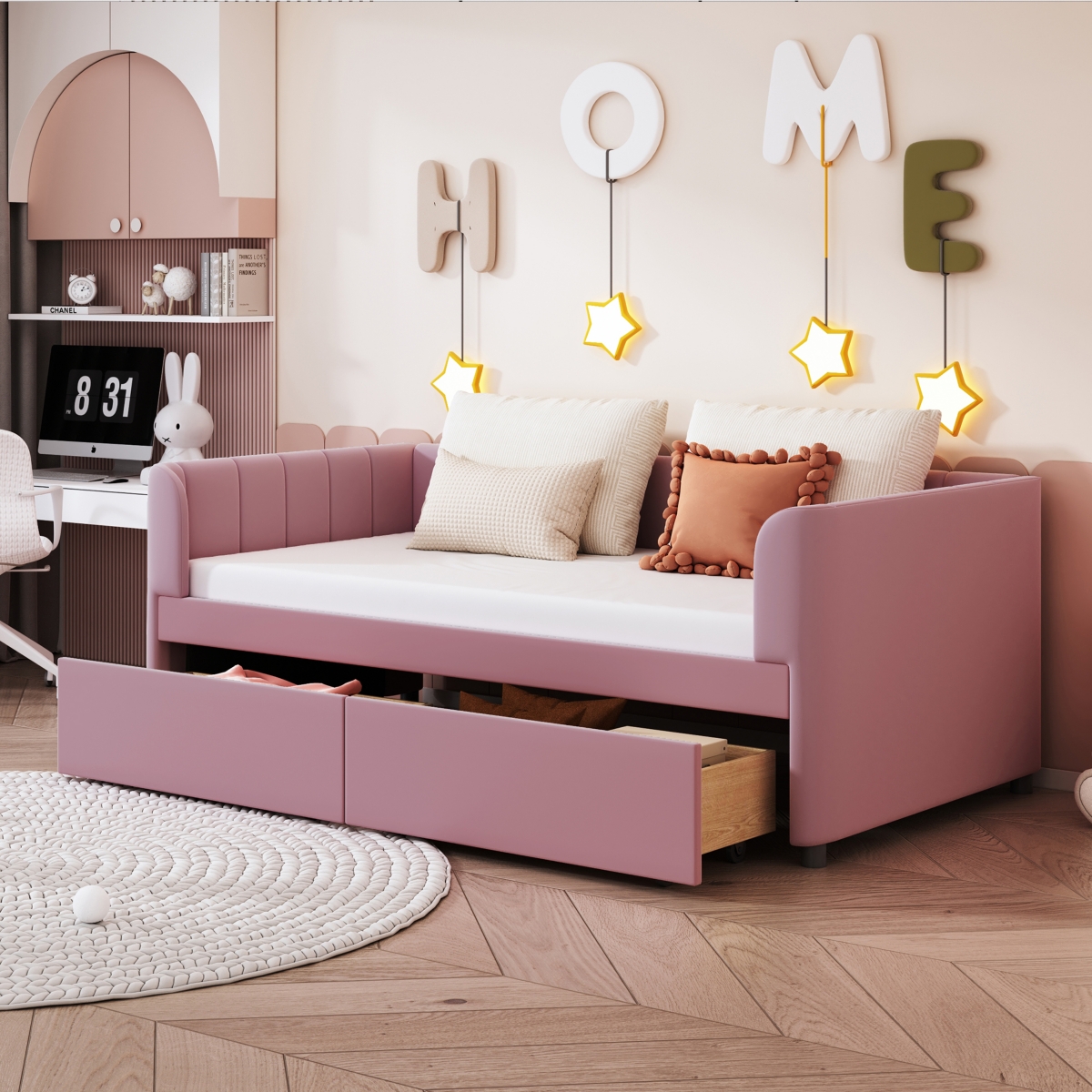 Click here for Streamdale Pink Upholstered Daybed with Ergonomic... prices