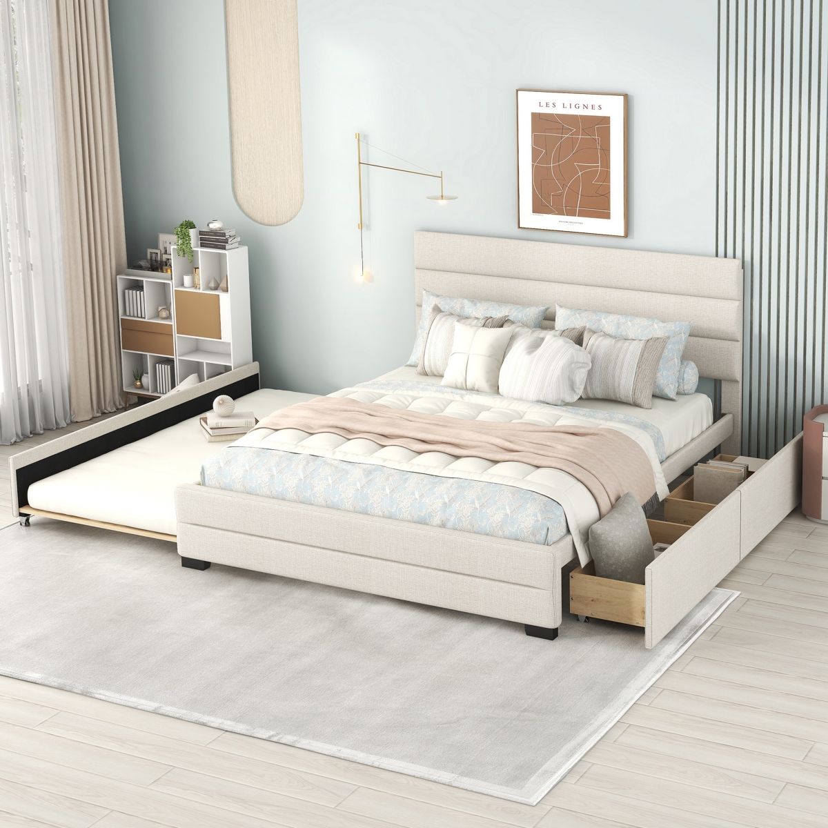 Click here for Streamdale Queen Upholstered Platform Bed With Twi... prices