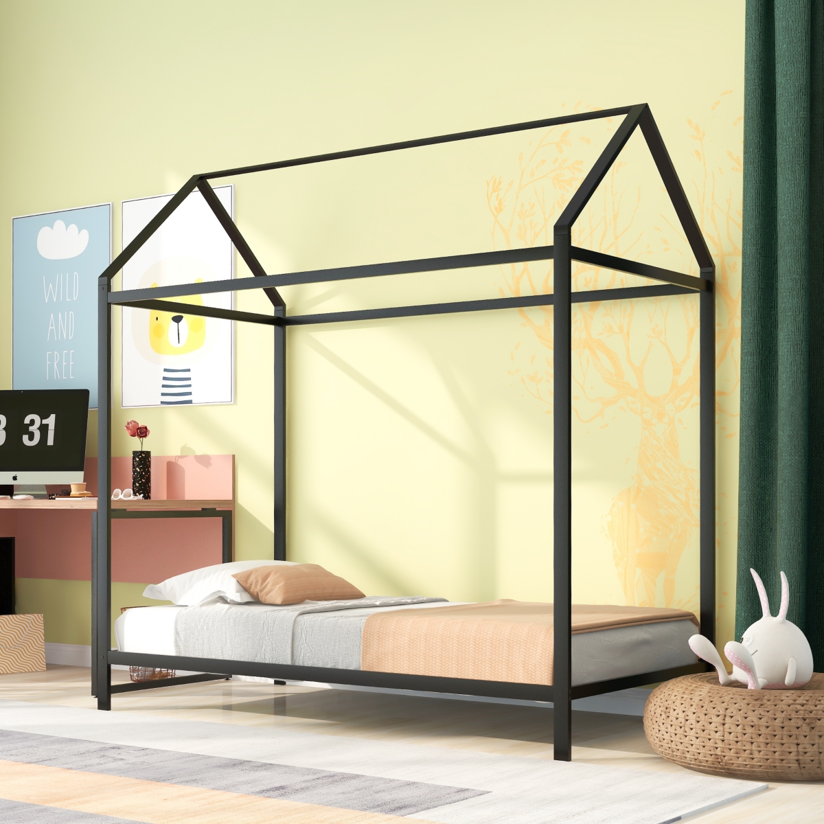 Click here for Streamdale Twin Metal Floor Bed Frame for Kids - B... prices