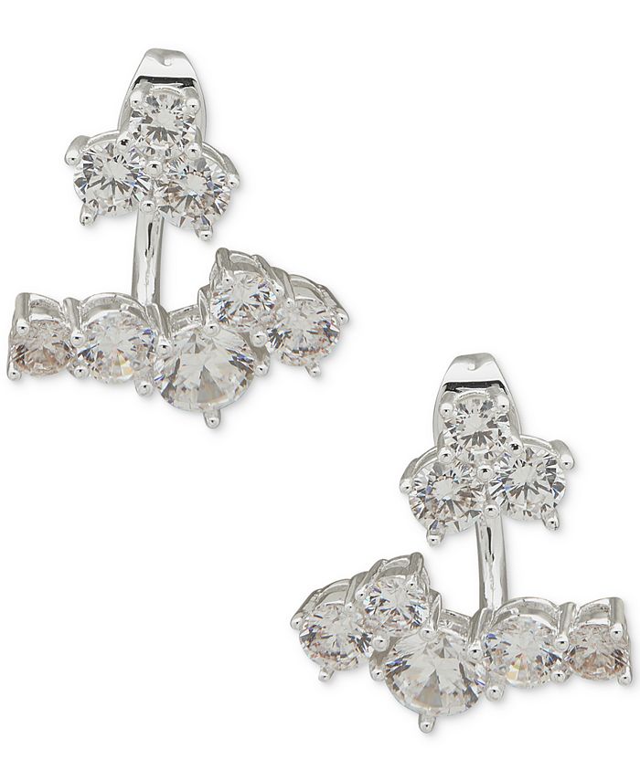 Anne Klein Silver-Tone Cubic Zirconia Jacket Earrings - Macy's