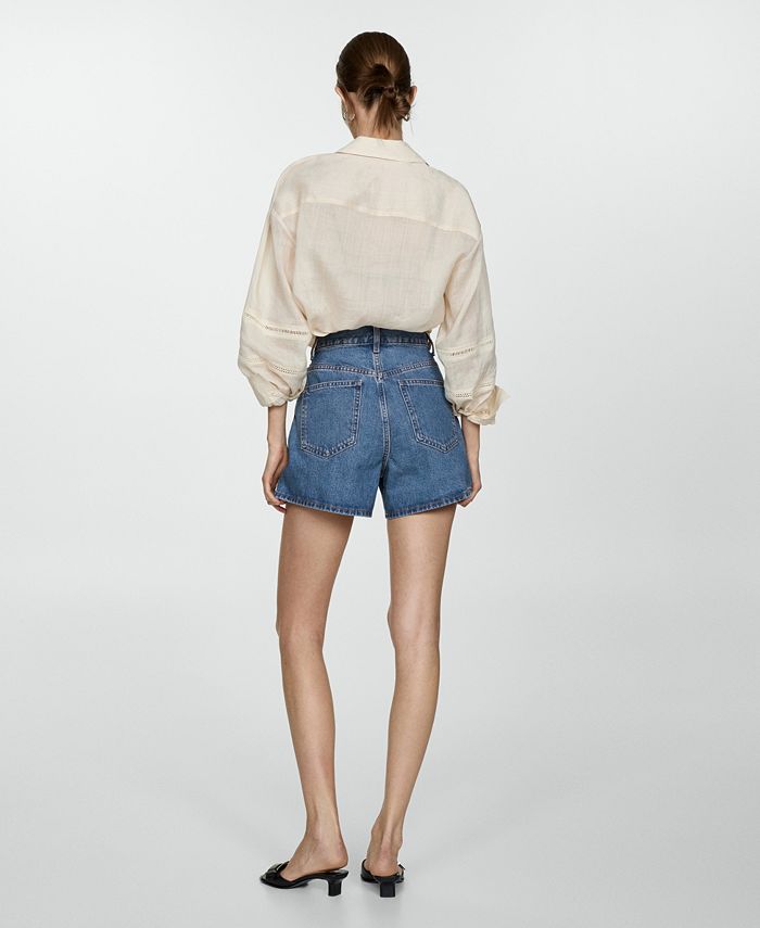 MANGO Women's High-Rise Denim Shorts - Macy's
