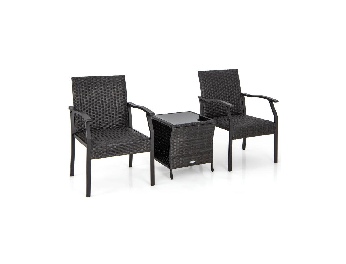 Click here for Slickblue 3 Piece Patio Wicker Chair Set with Quic... prices