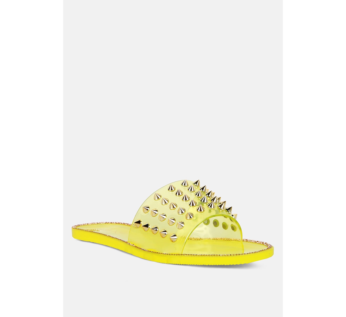 Click here for bolly punk stud clear jelly flats - Yellow prices
