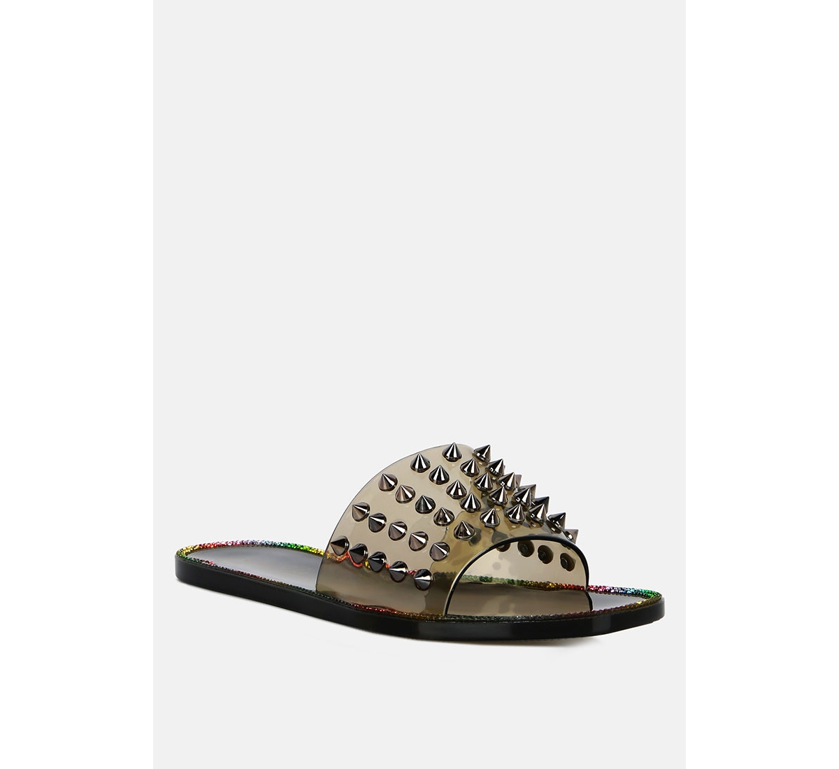 Click here for bolly punk stud clear jelly flats - Black prices