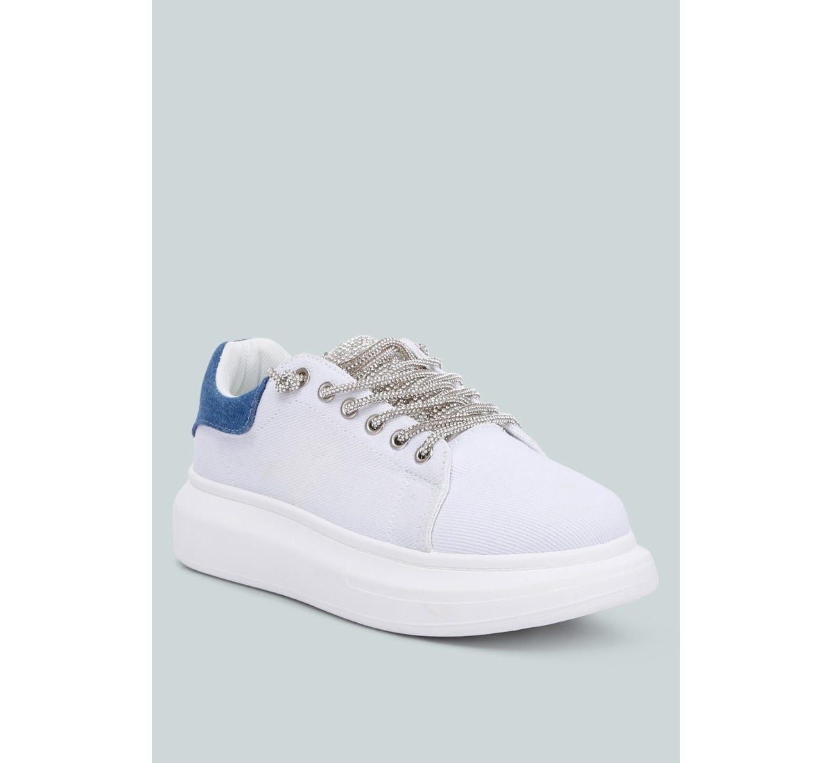 Click here for London Rag Jaxen rhinestones lace up sneakers - Wh... prices
