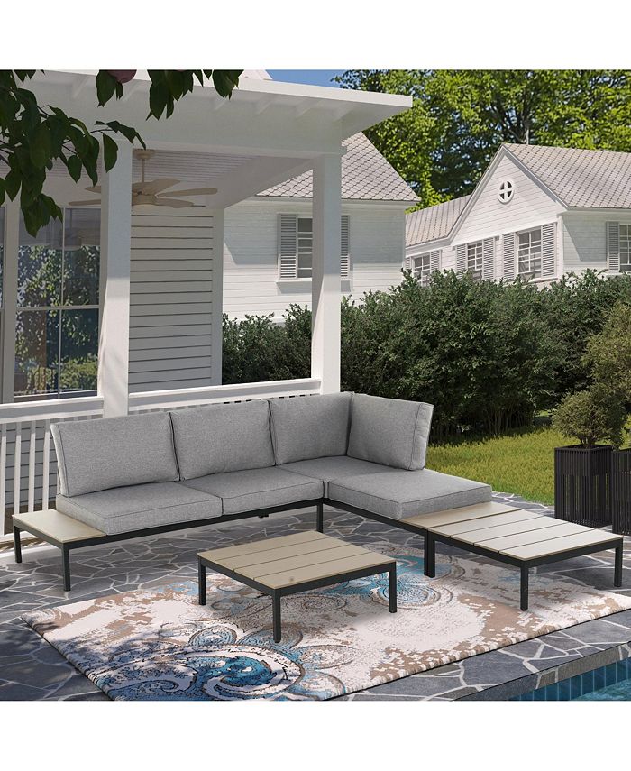 Mondawe 4 Piece Modern Outdoor Furniture Set Patio Aluminum ...
