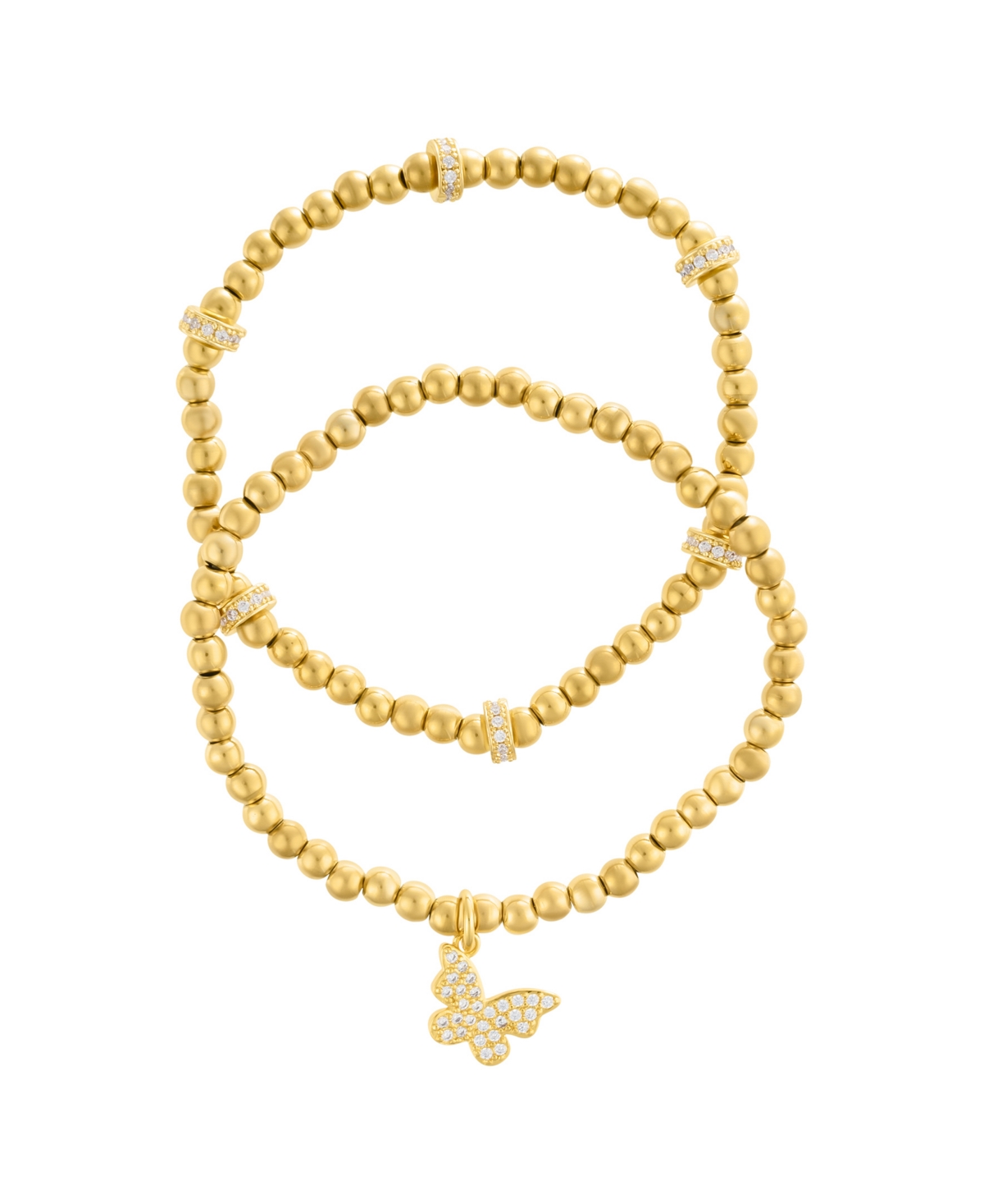 Click here for Adornia Gold Plated Pair of Bead Bracelets with Cr... prices