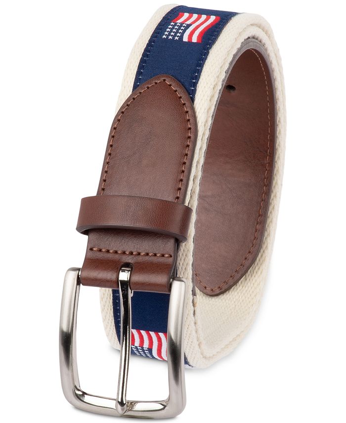 Club Room Men's Flag Ribbon Belt, Created for Macy's - Macy's