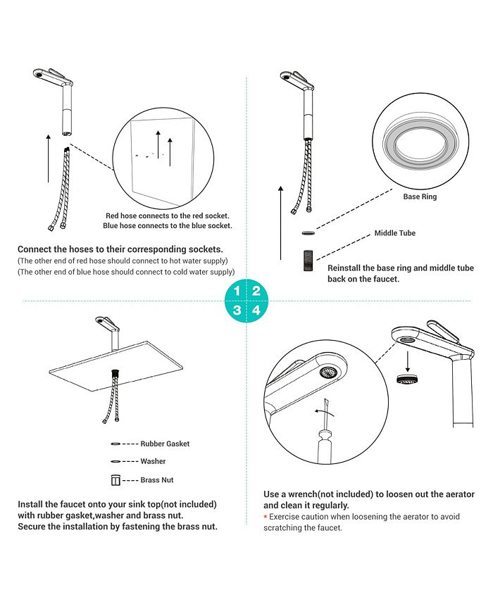Aquaterior Single Handle Bathroom Vessel Sink Faucet Rv Lavatory Vanity ...
