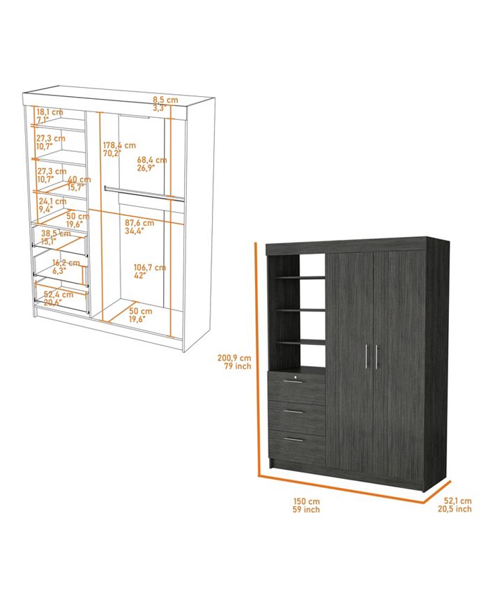 FM FURNITURE Tempe 3 Drawers Armoire - Macy's