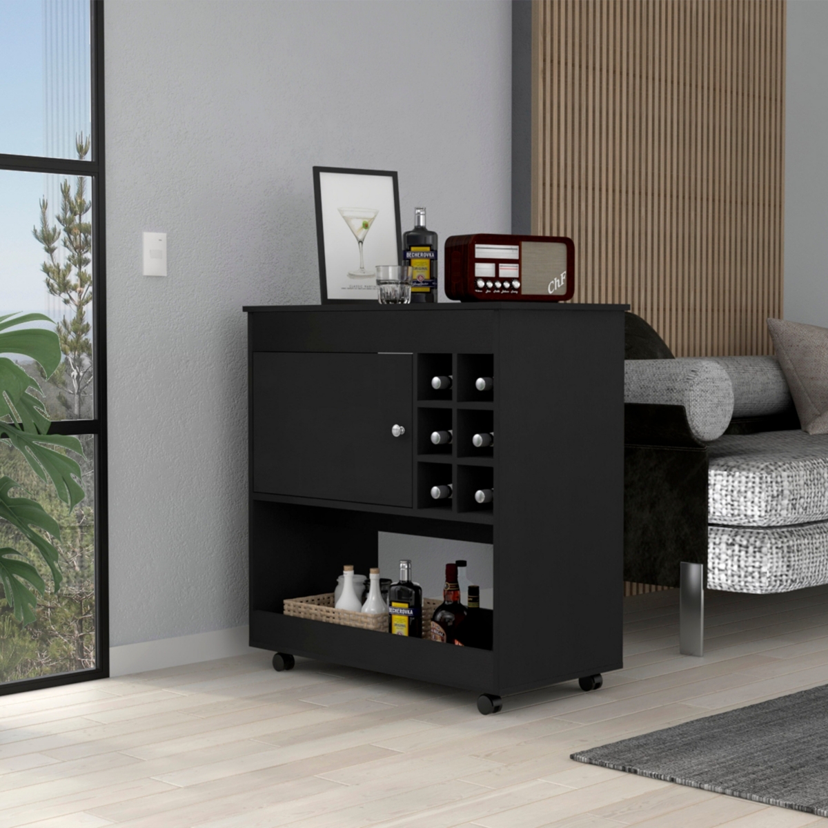 Click here for Fm Furniture Texas Bar Cart  One Cabinet  Six Bott... prices