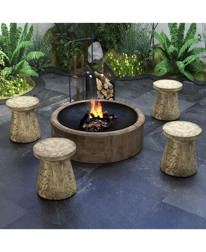 Slickblue Weather Resident Rock End Table with Wood Grain for Indoor ...