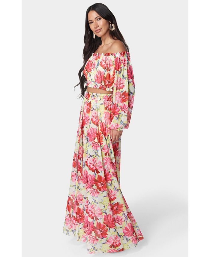 Bebe Women's High Slit Two Piece Mesh Dress - Macy's
