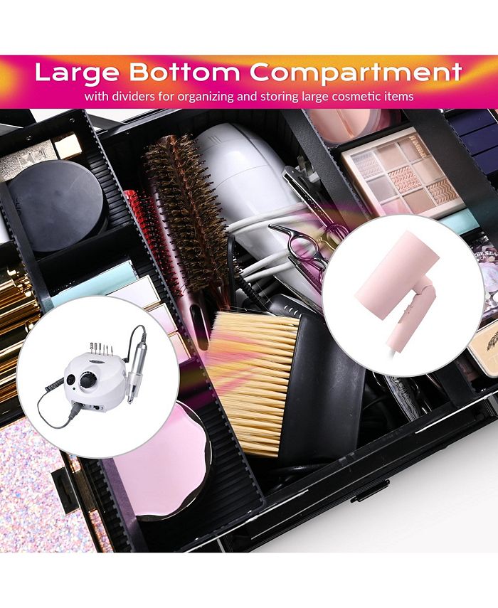 Byootique 14"x8"x10" Lockable ABS Aluminum Cosmetic Makeup Case Box ...
