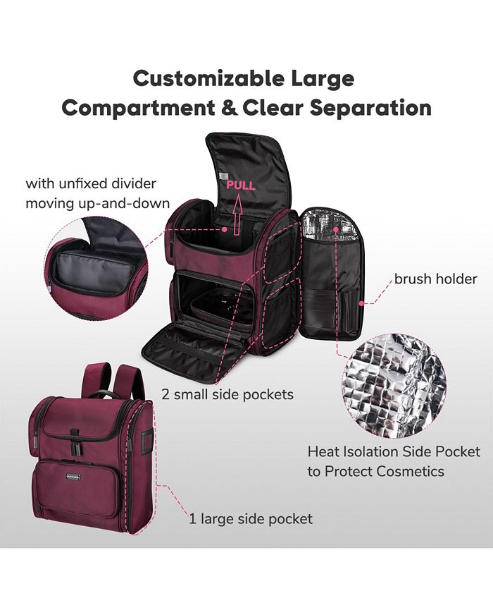 Byootique Beet Red Makeup Bag with Utility Pouch Soft Sided Cosmetic ...