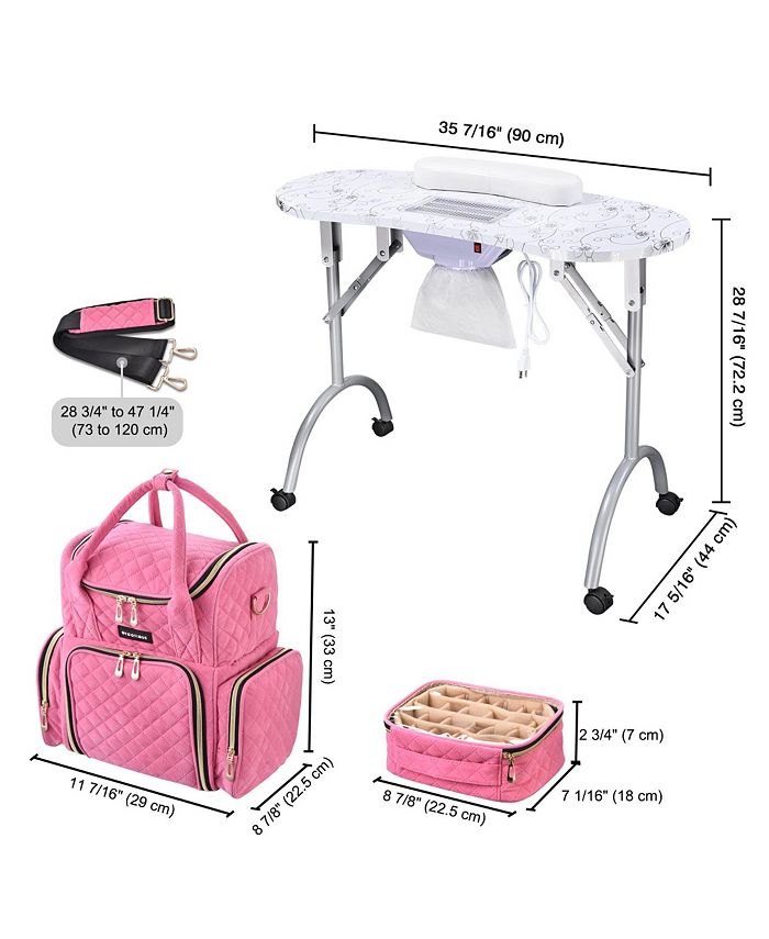 Byootique Folding Manicure Table Nail Polish Case Kit with Built-in ...