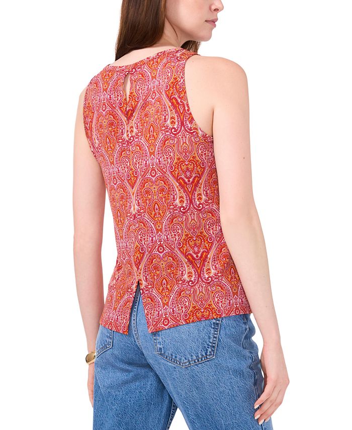 Vince Camuto Women's Paisley Crewneck Split Back Keyhole Tank Top - Macy's