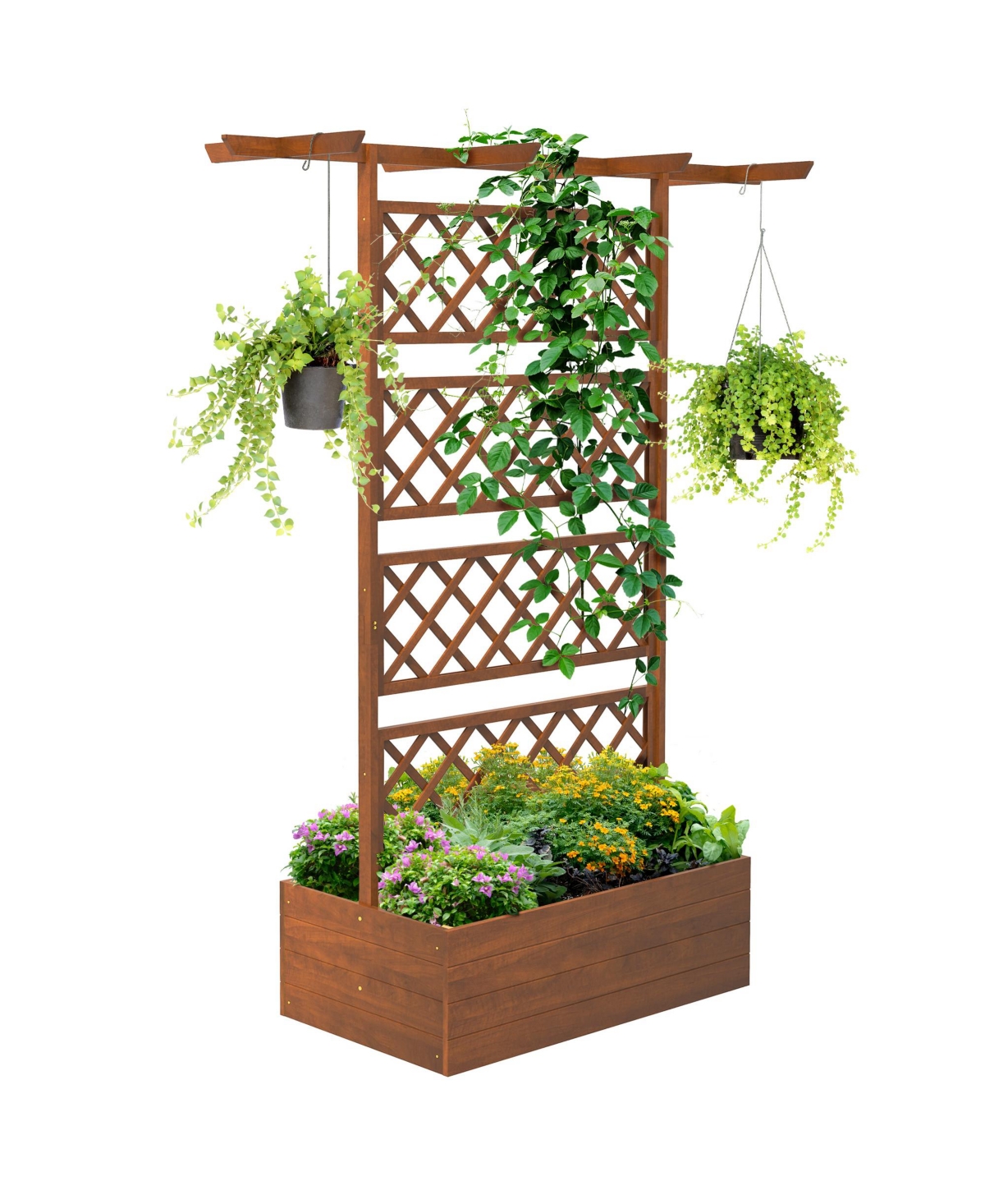 Click here for Outsunny Wood Raised Garden Bed  Planter with Trel... prices