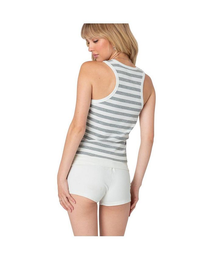 Edikted Women's Racer Striped Ribbed Tank Top - Macy's