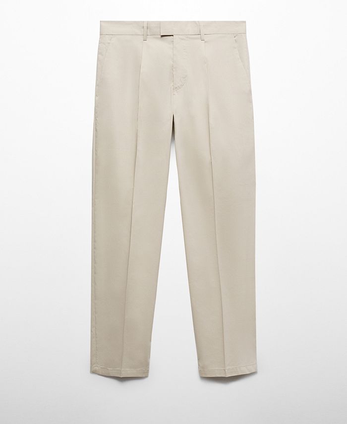 MANGO Men's Slim-Fit Cotton Pleated Pants - Macy's