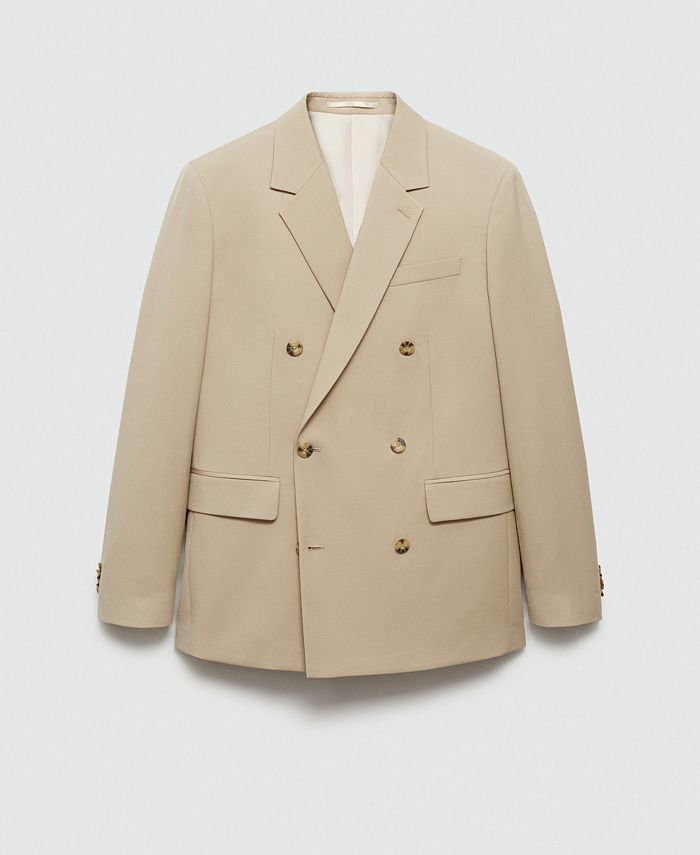 MANGO Men's Double-Breasted Regular-Fit Suit Blazer - Macy's