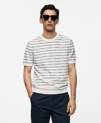 Mango Men's Striped Knit Cotton T-Shirt - Macy's