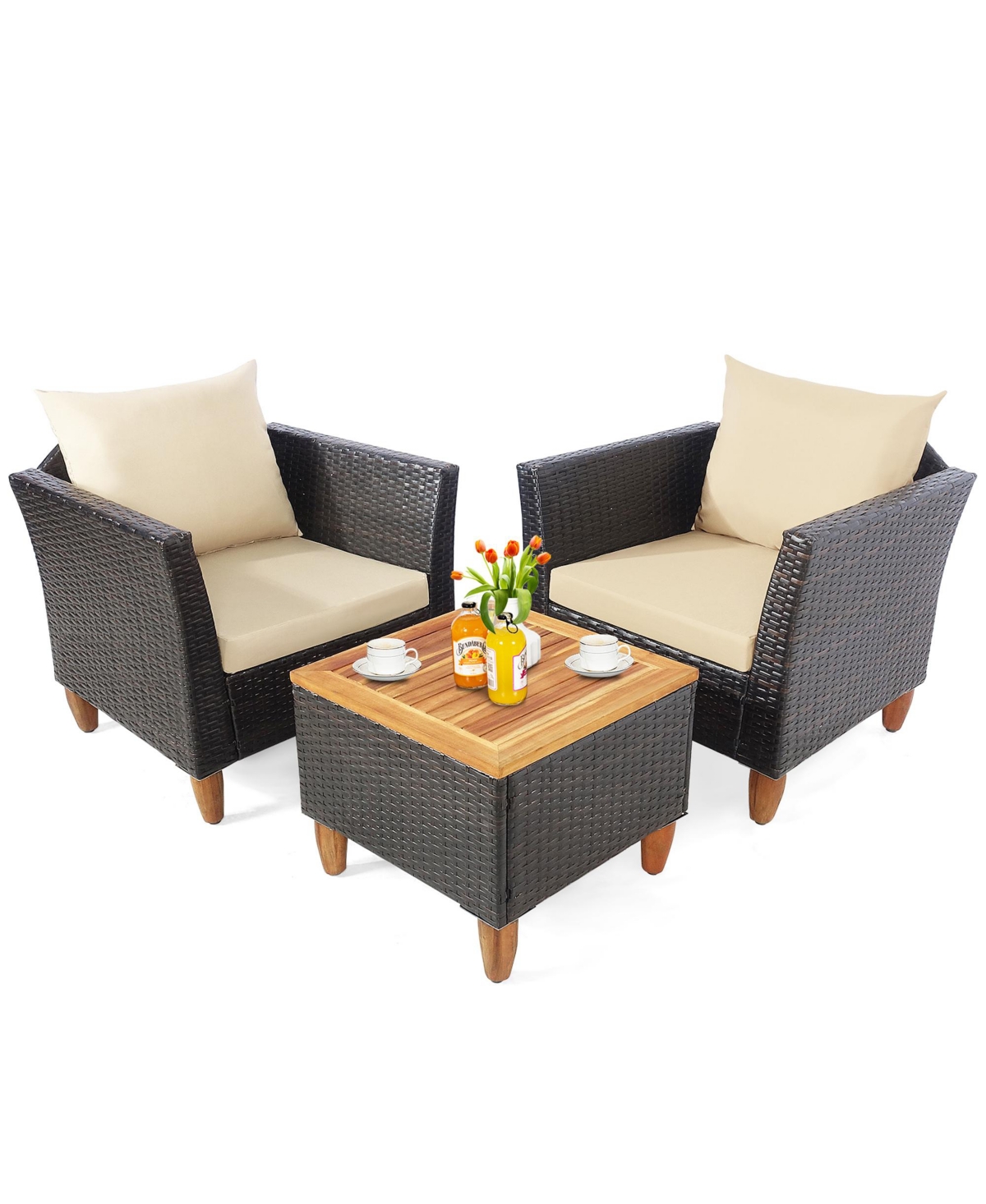 Click here for Gymax 3PCS Patio Furniture Set Conversation Bistro... prices