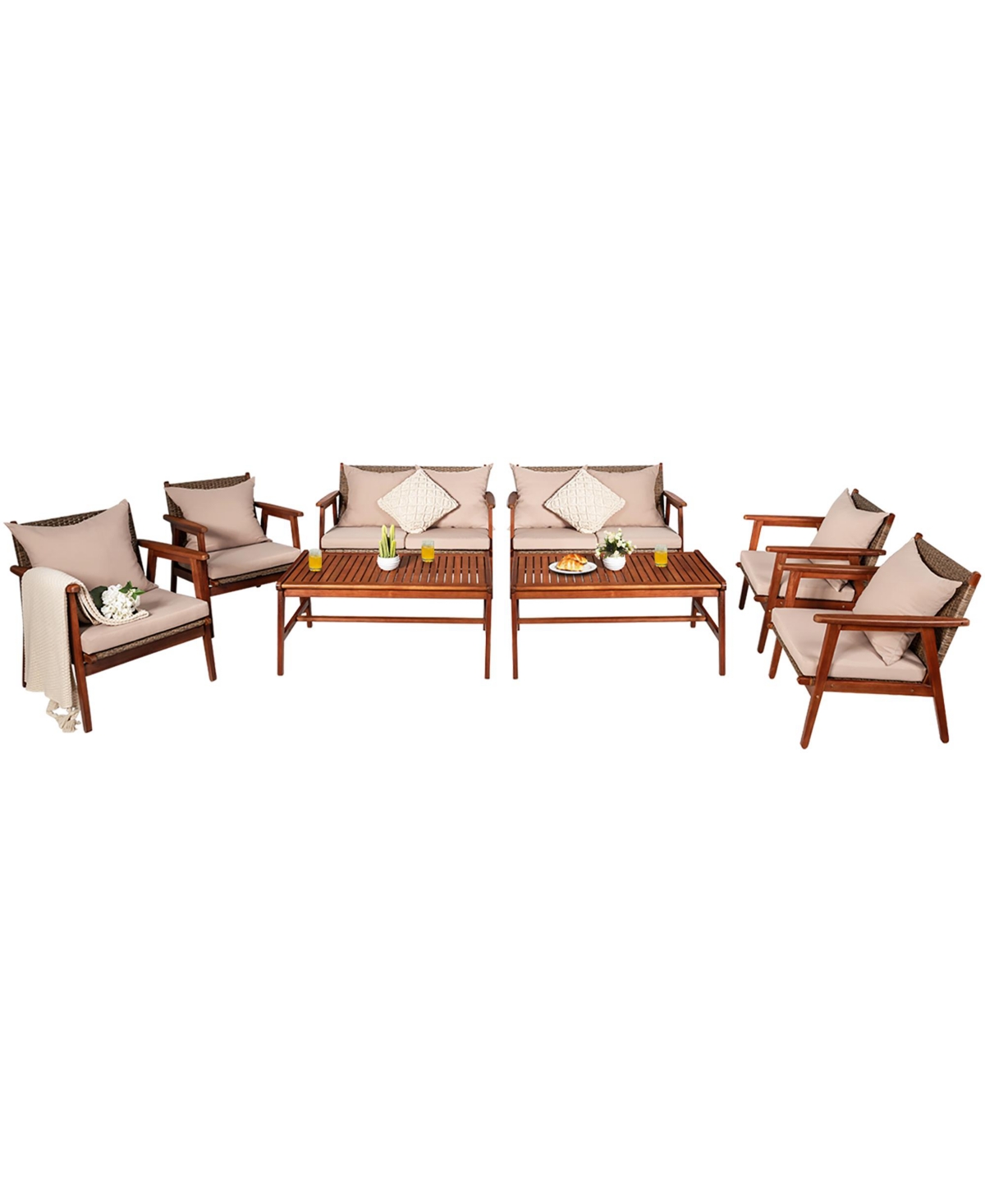 Click here for Costway 8PCS Patio Rattan Furniture Set Acacia Woo... prices