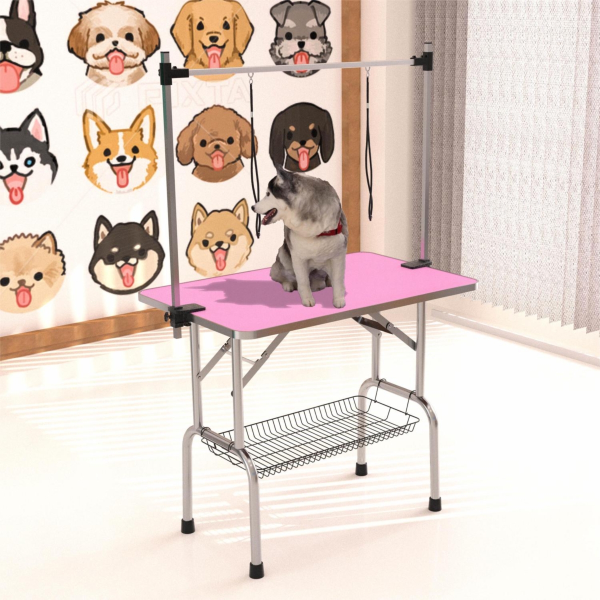 Click here for Streamdale Pet Grooming Table with Storage - Pink prices