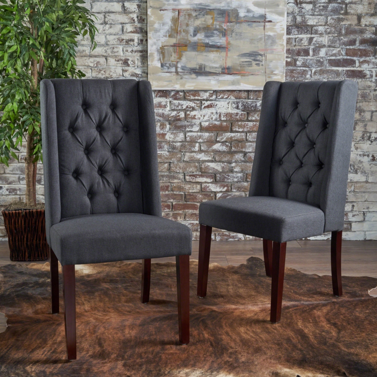 Click here for Streamdale Elegant Tufted Wingback Dining Chairs S... prices