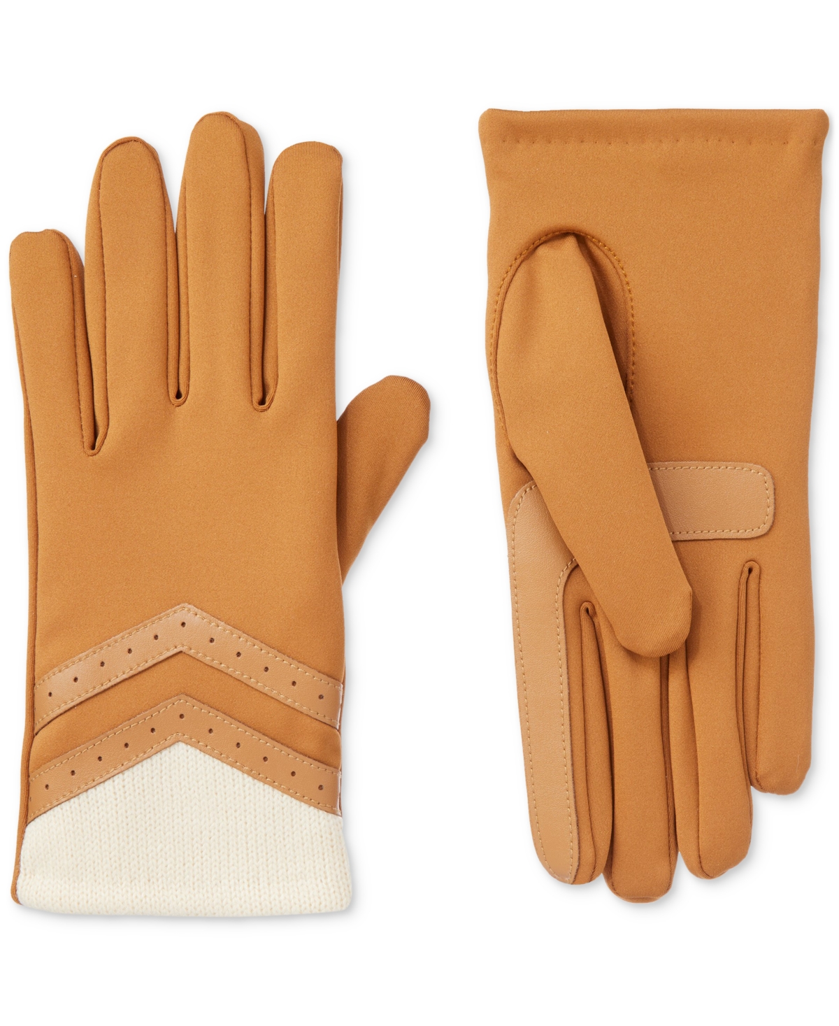Isotoner Signature Womens Rib-Knit Fleece-Lined Gloves - Buckskin