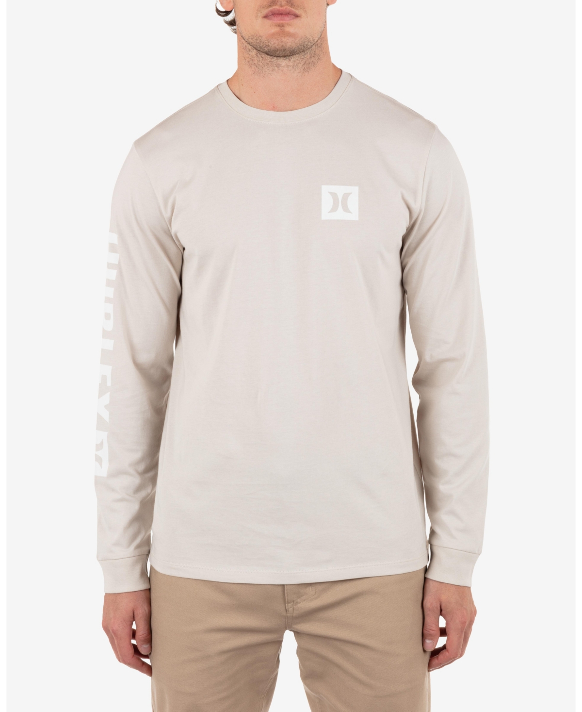 Click here for Hurley Mens Icon Tee Long Sleeve T-Shirt - Bone prices