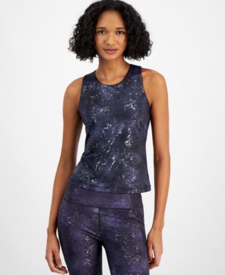 ID Ideology Women's Midnight Foil Shelf-Bra Tank Top, Created for Macy ...