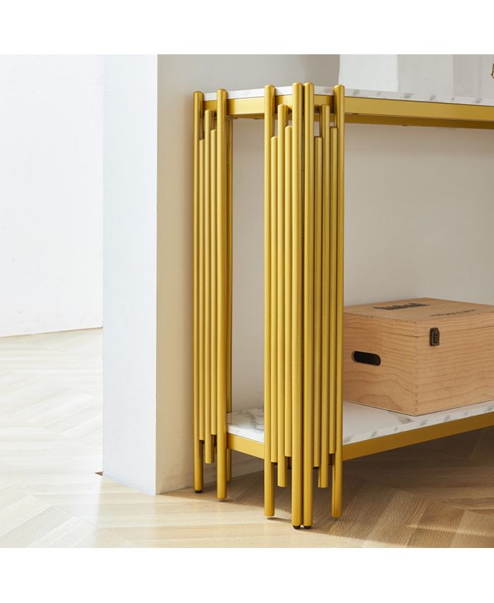Simplie Fun Modern Black/Gold Console Table with Faux Marble Top - Macy's