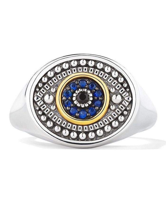 Judith Ripka Little Luxuries Evil Eye Signet Ring with Black Sapphire ...