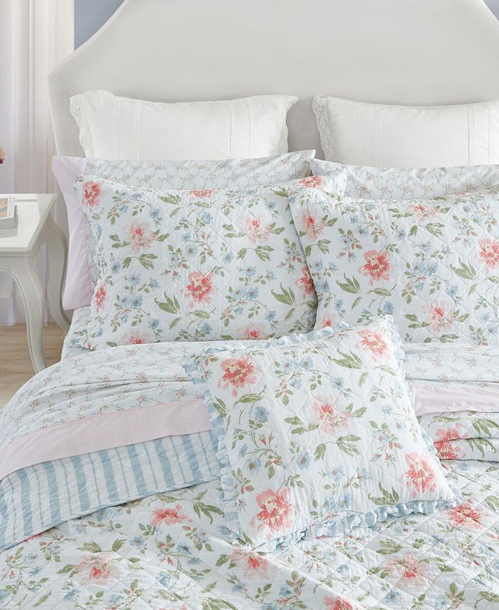 Laura Ashley Emilie Reversible 3 Piece Quilt Set, Twin - Macy's