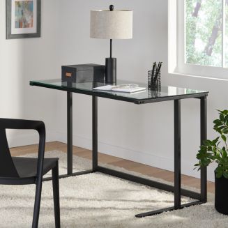 Stylish Modern Glass Computer Desk with Open Back - Macy's