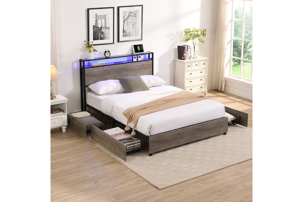Click here for Streamdale Storage Headboard Bed Frame with Chargi... prices