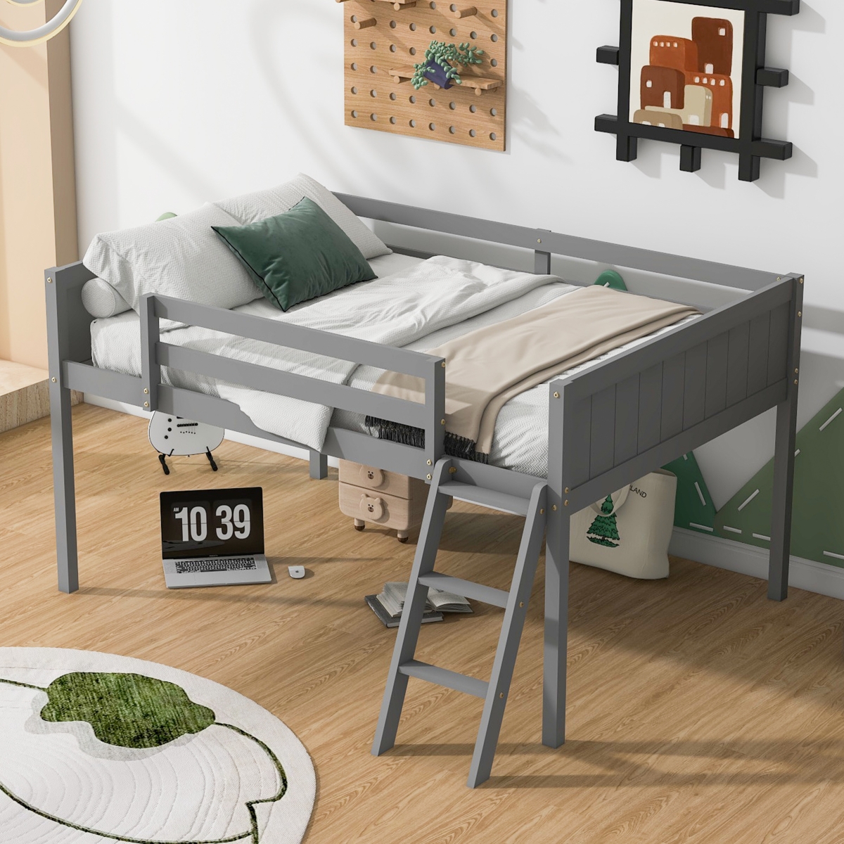 Click here for Streamdale Full Size Wood Low Loft Bed with Ladder... prices